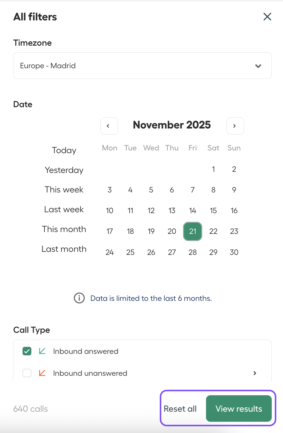Call History In Aircall Dashboard Aircall